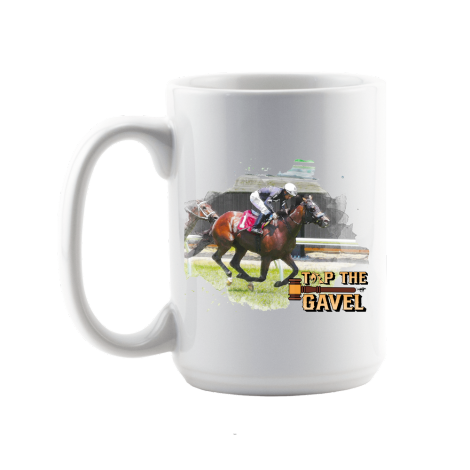 15 oz Tap the Gavel Coffee Cup – MyRacehorse Shop